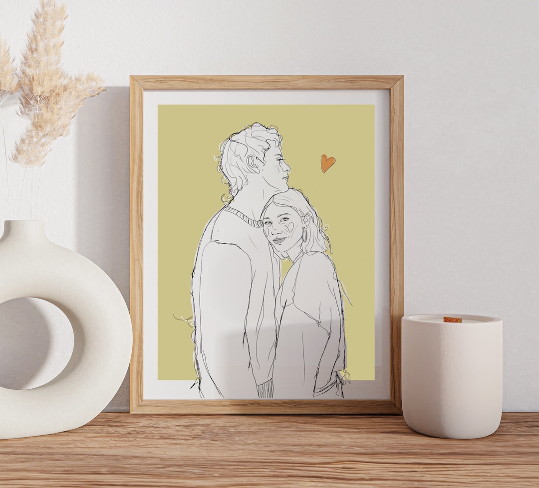 Personalized Couple Drawing, Anniversary Custom Gift, Couple ...