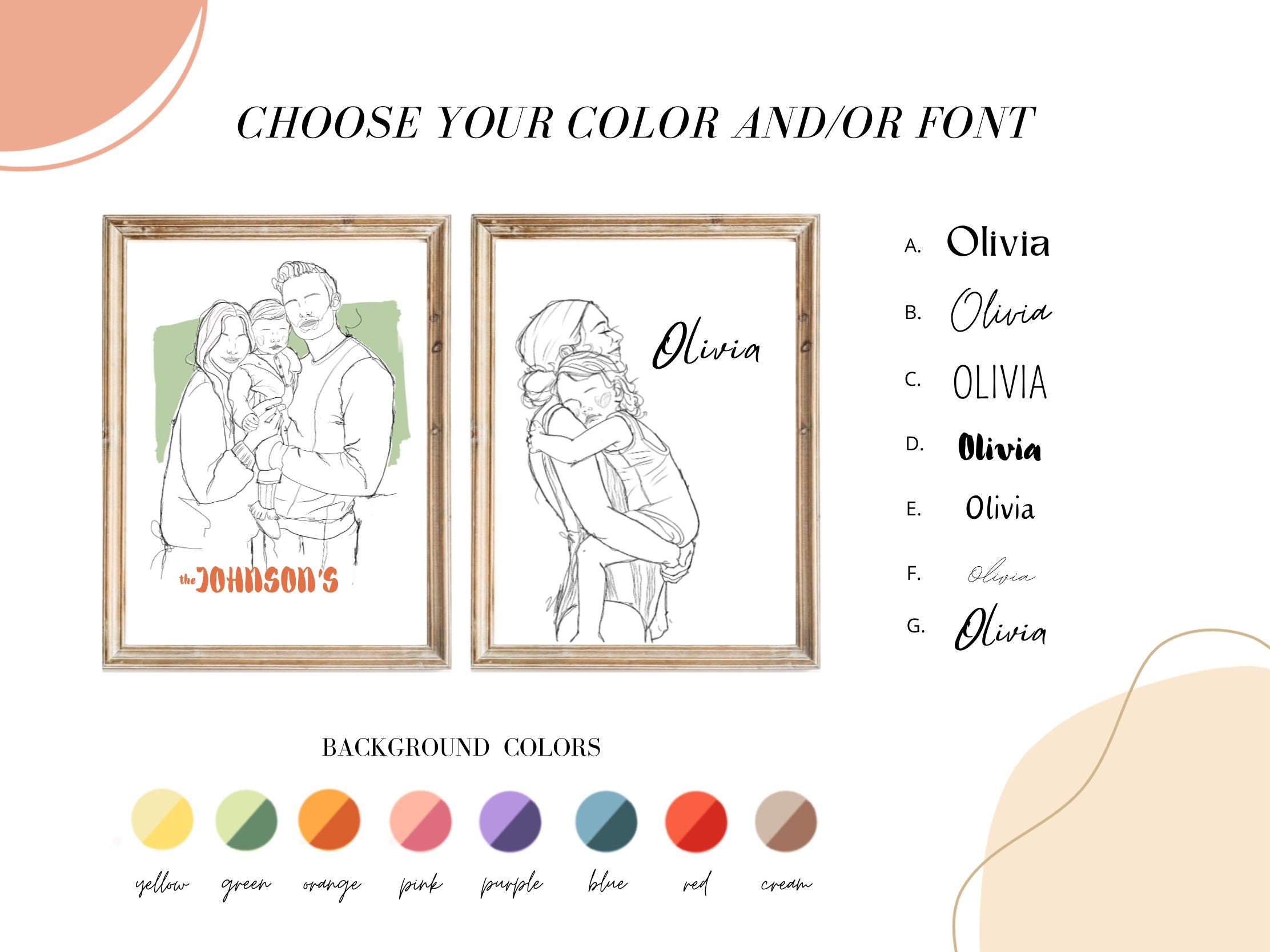 Family Line Art Portrait Personalized Family Drawing Custom - Etsy