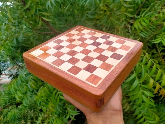 10X10 Inch Indian Handmade Drawer Wooden Chess Board Set with Storage ...