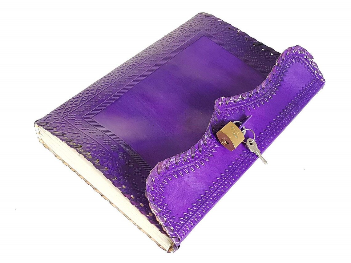 Purple Colour Leather Diary with Lock & Key Diary Size | Etsy