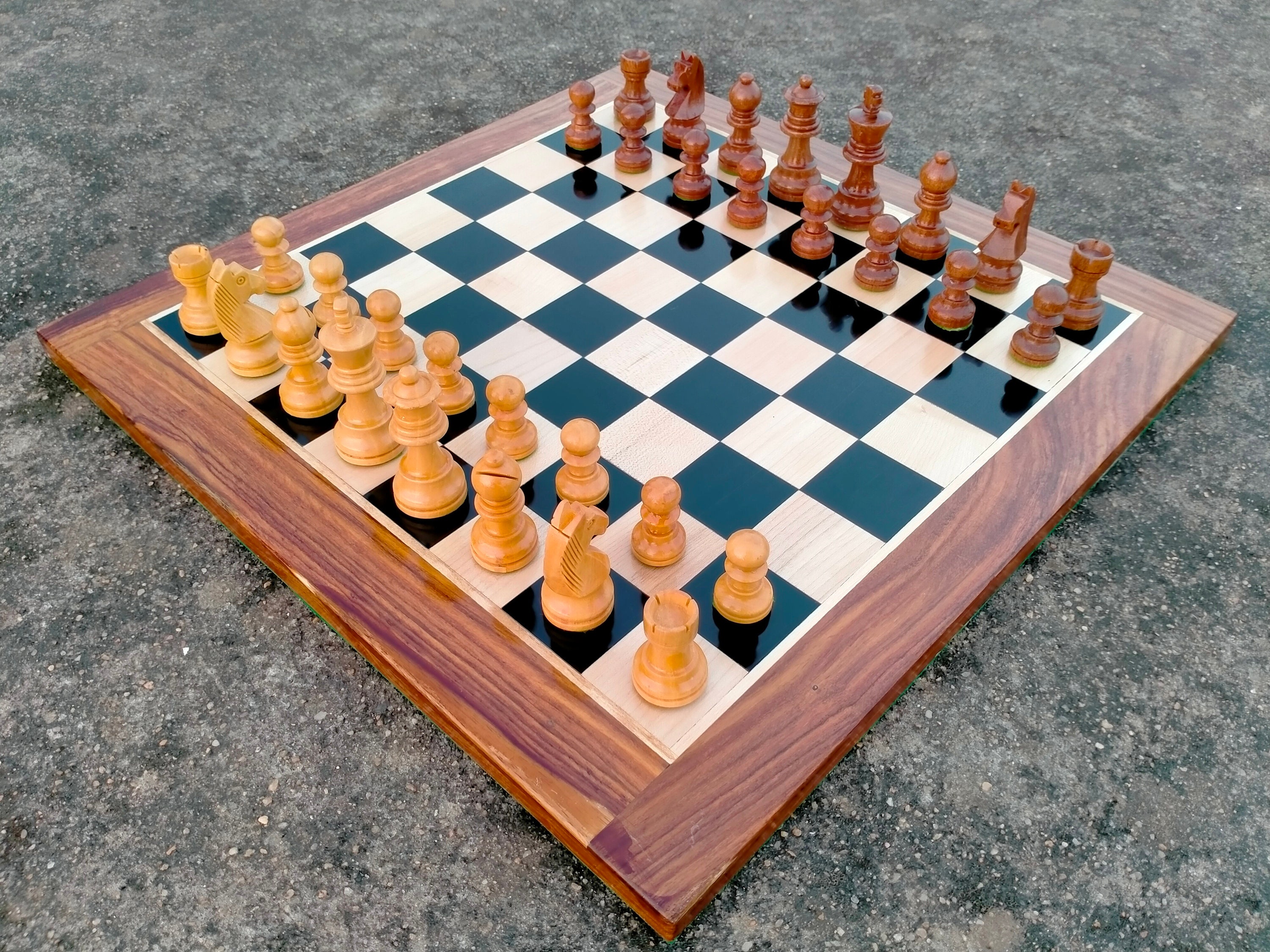 Special Ebony Wood Best Flat Chess Board Set With Wooden Hand | Etsy