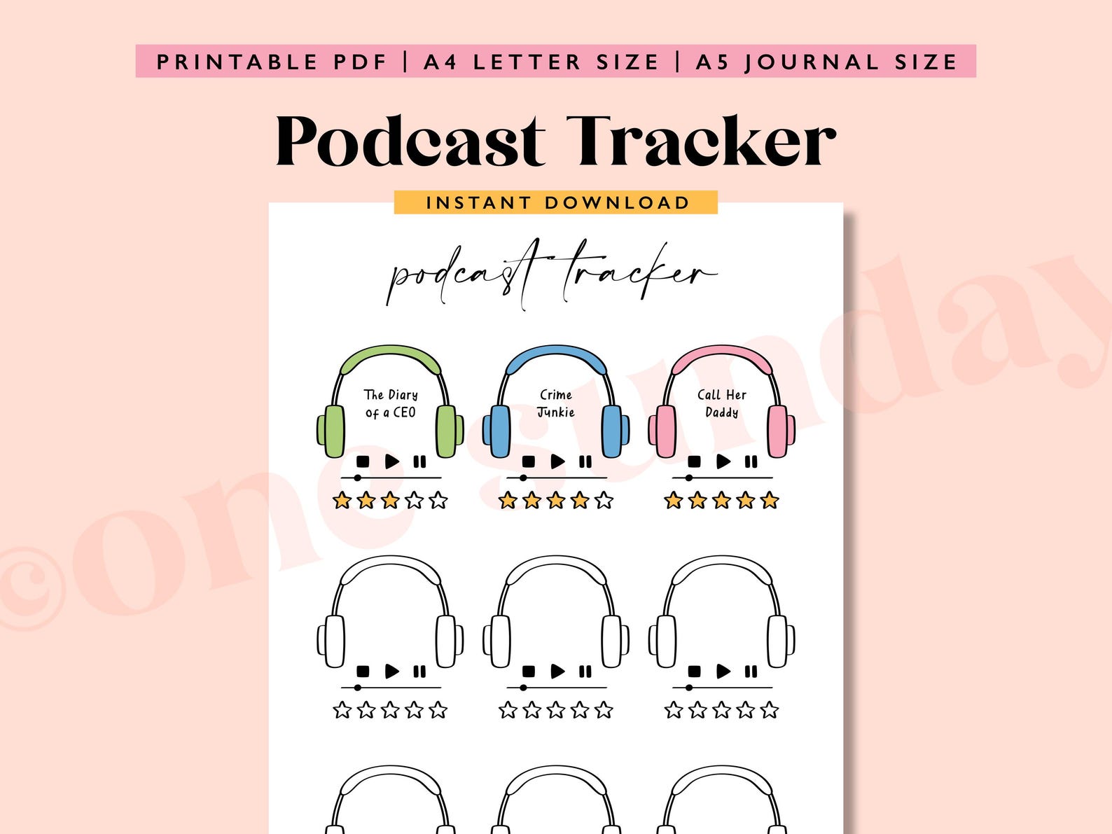 Podcast Tracker: A5 Printable Journal Page (digital Download) - Etsy