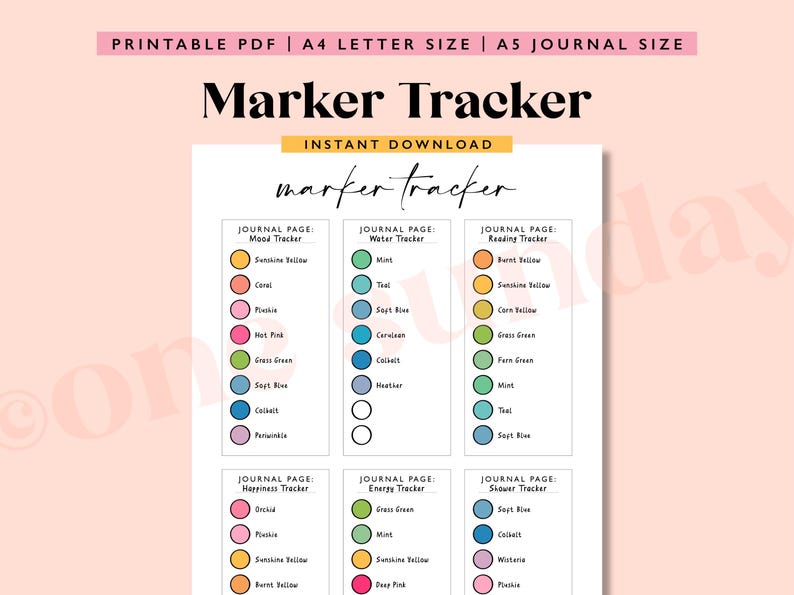 Marker Tracker: A5 Journal Page Printable (PDF Download) - Etsy UK