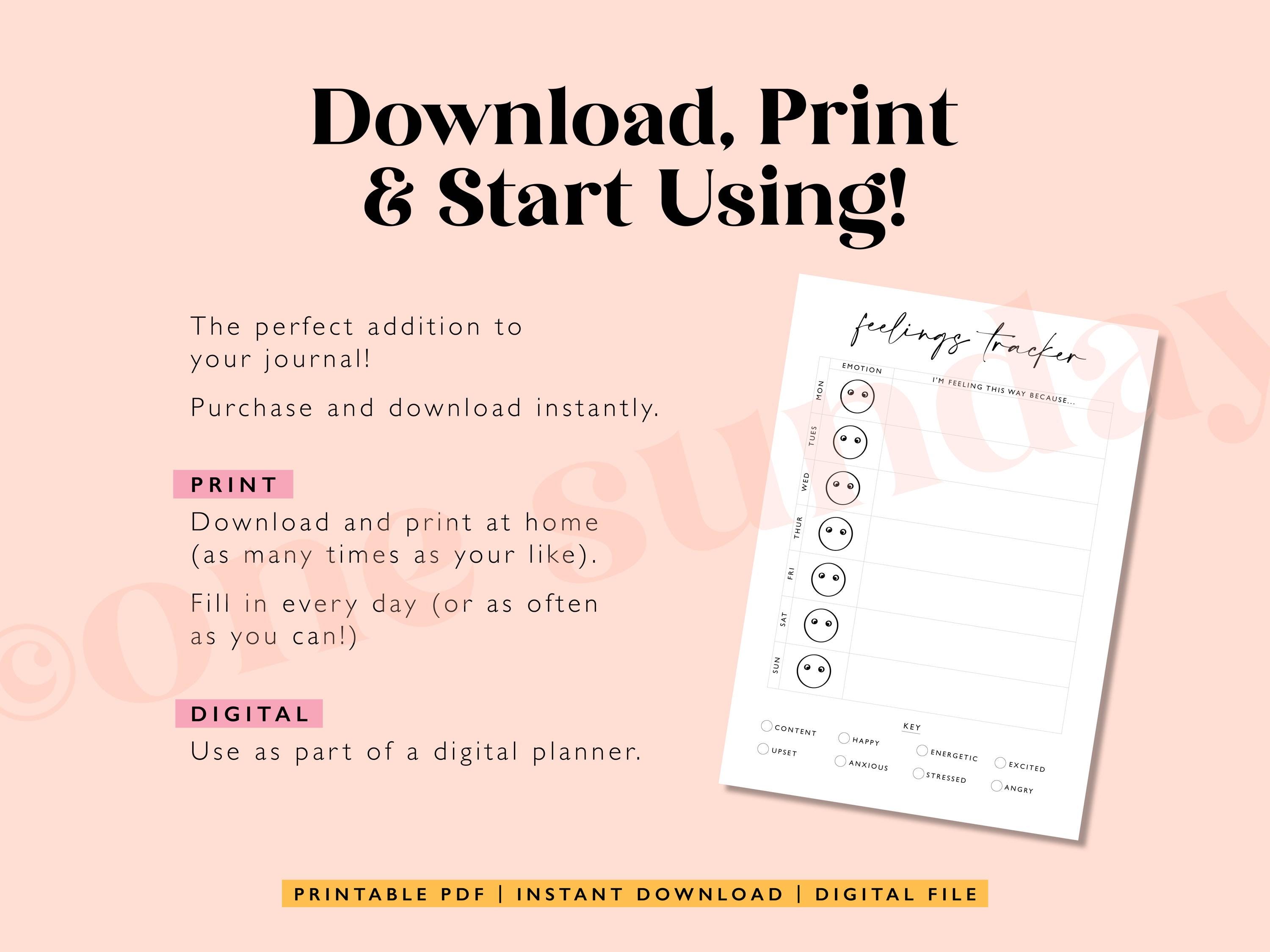 Weekly Feelings Tracker: Printable Journal Page (A4/A5 PDF) - Etsy