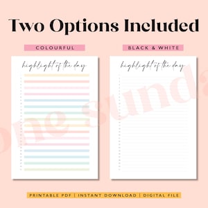 Highlight of the Day Printable Journal Page: Gratitude Tracker (PDF) - Etsy