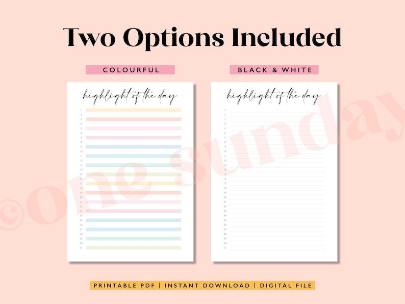 Highlight of the Day Printable Journal Page: Gratitude Tracker (PDF) - Etsy
