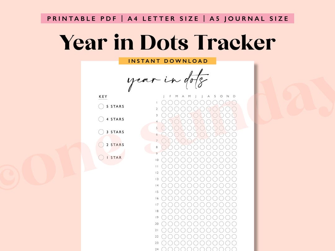 Year in Dots Tracker Journal: A5 Printable (digital Download) - Etsy