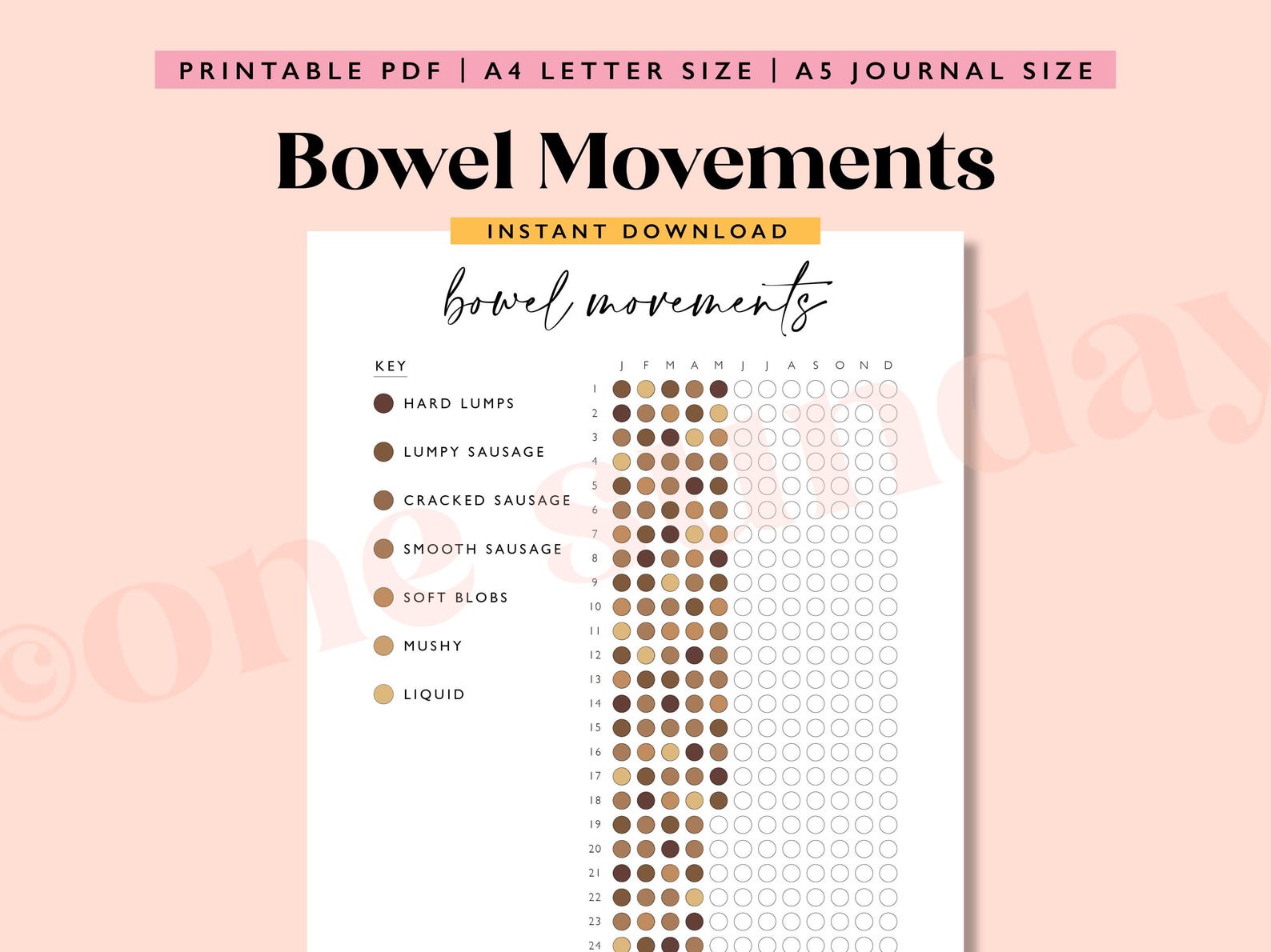 Bowel Movement Tracker: A5 Printable Journal Page (PDF) - Etsy