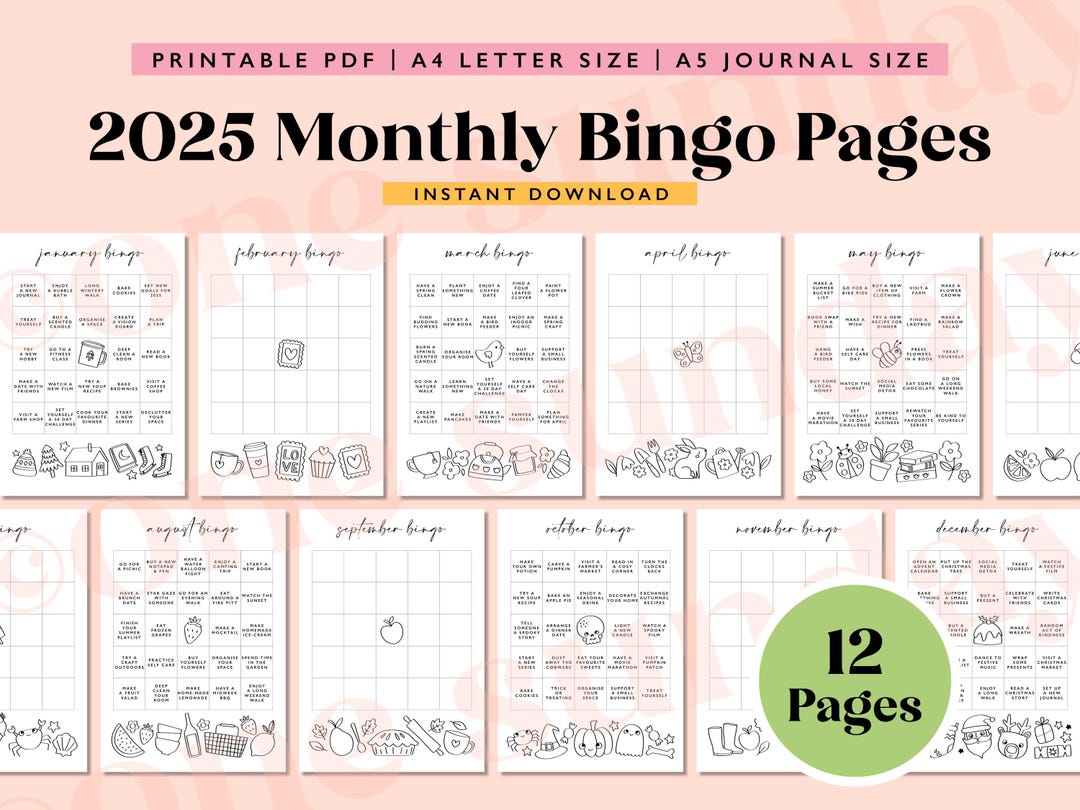 2025 Bingo Journal Pages: Monthly Mood Tracker (printable PDF) - Etsy