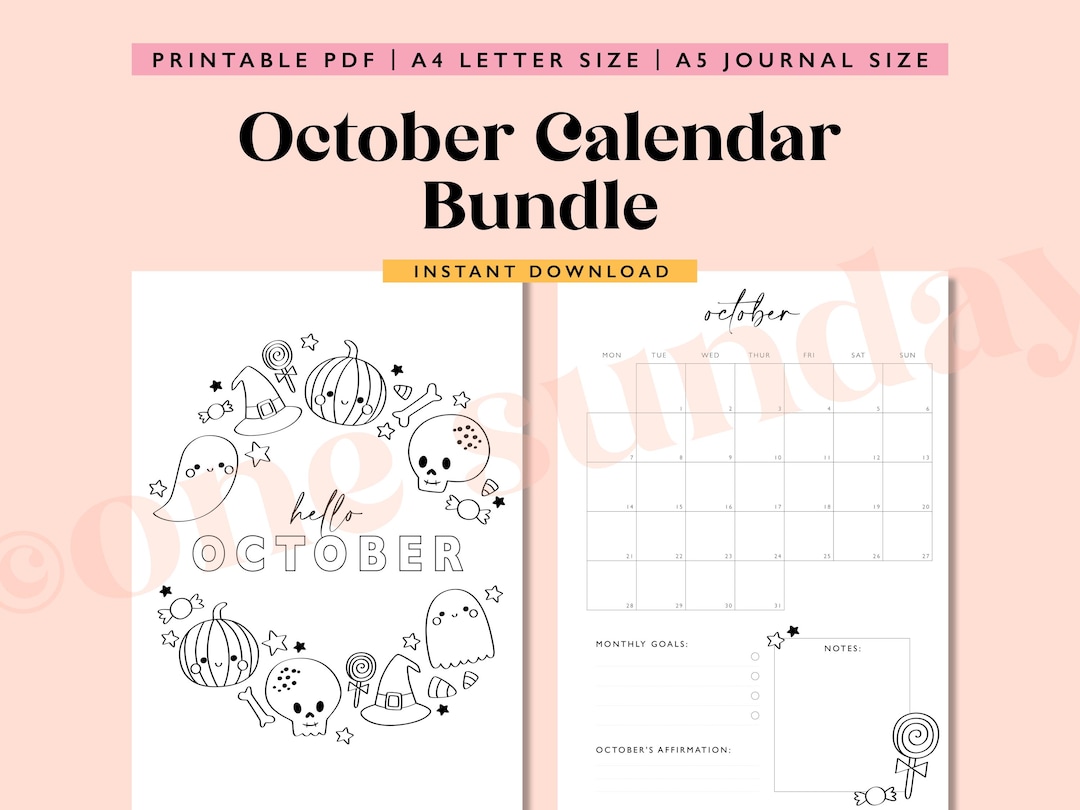 October Journal Page, October Calendar, Printable Calendar, Printable ...