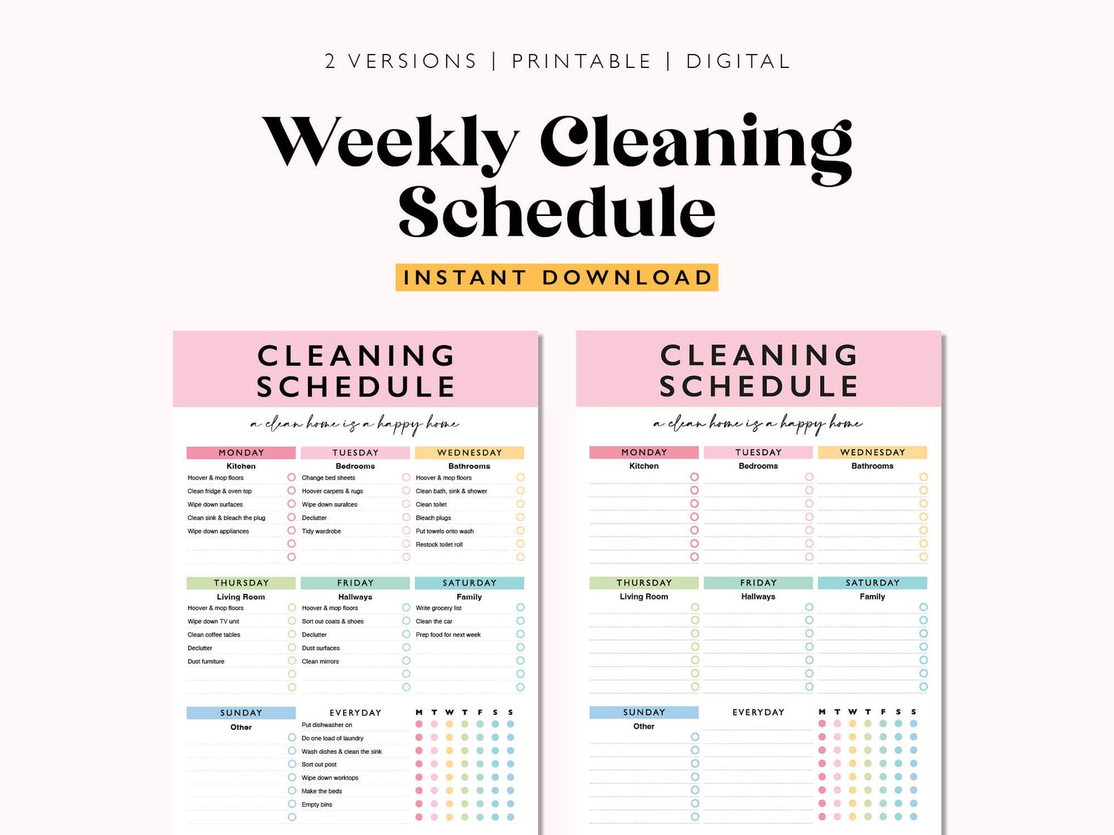 Editable Cleaning Checklist, Digital Cleaning Schedule, Chore List ...