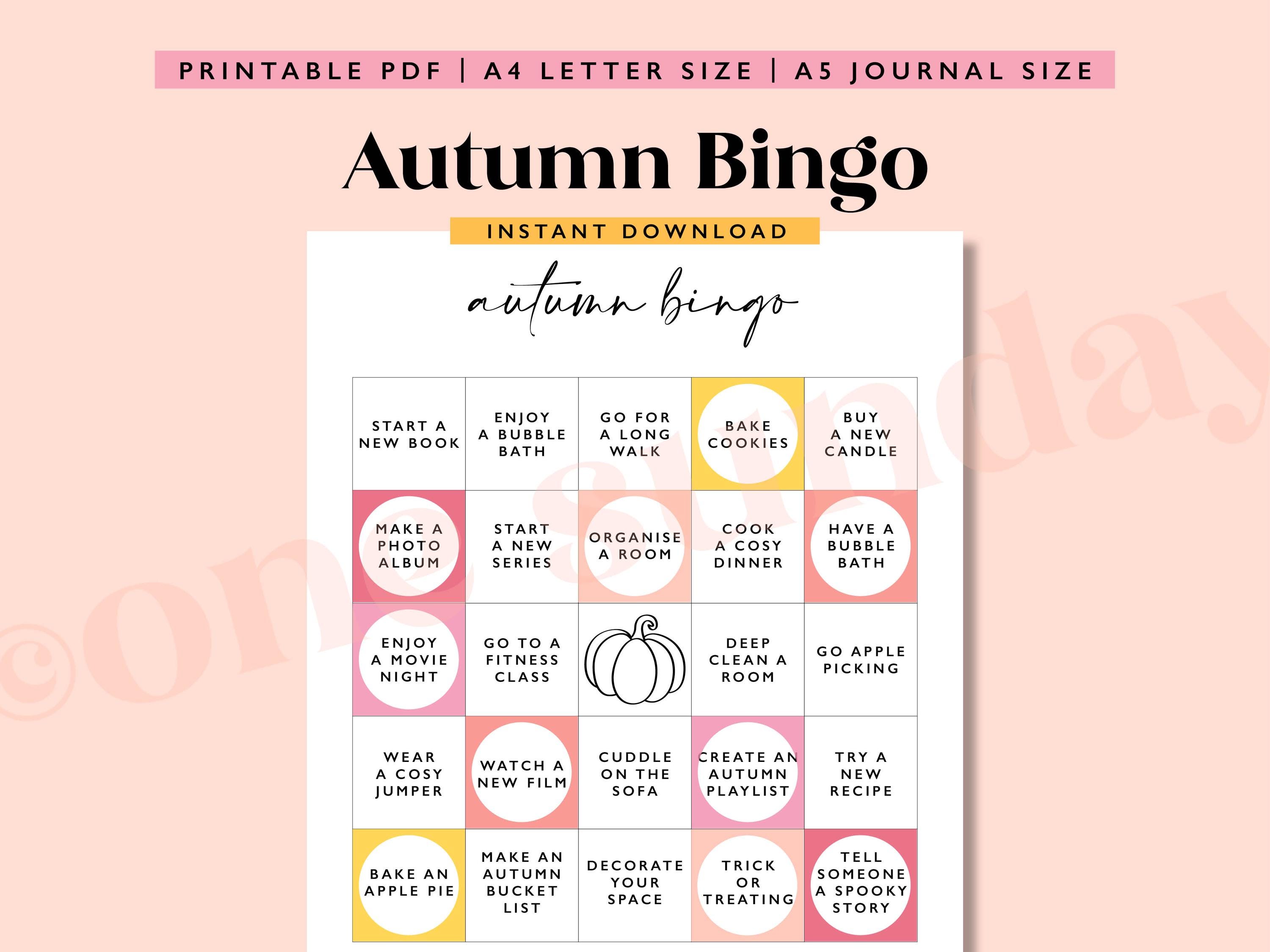 Autumn Bingo Tracker: Printable Journal Planner (A4/A5 PDF) - Etsy
