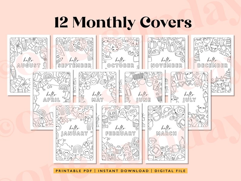 2026 Monthly Journal Cover Pages: A5 Printable Planner (PDF) - Etsy