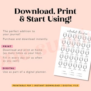 Alcohol Tracker, Printable Journal Page, Planner Page, A5 Journal Page ...