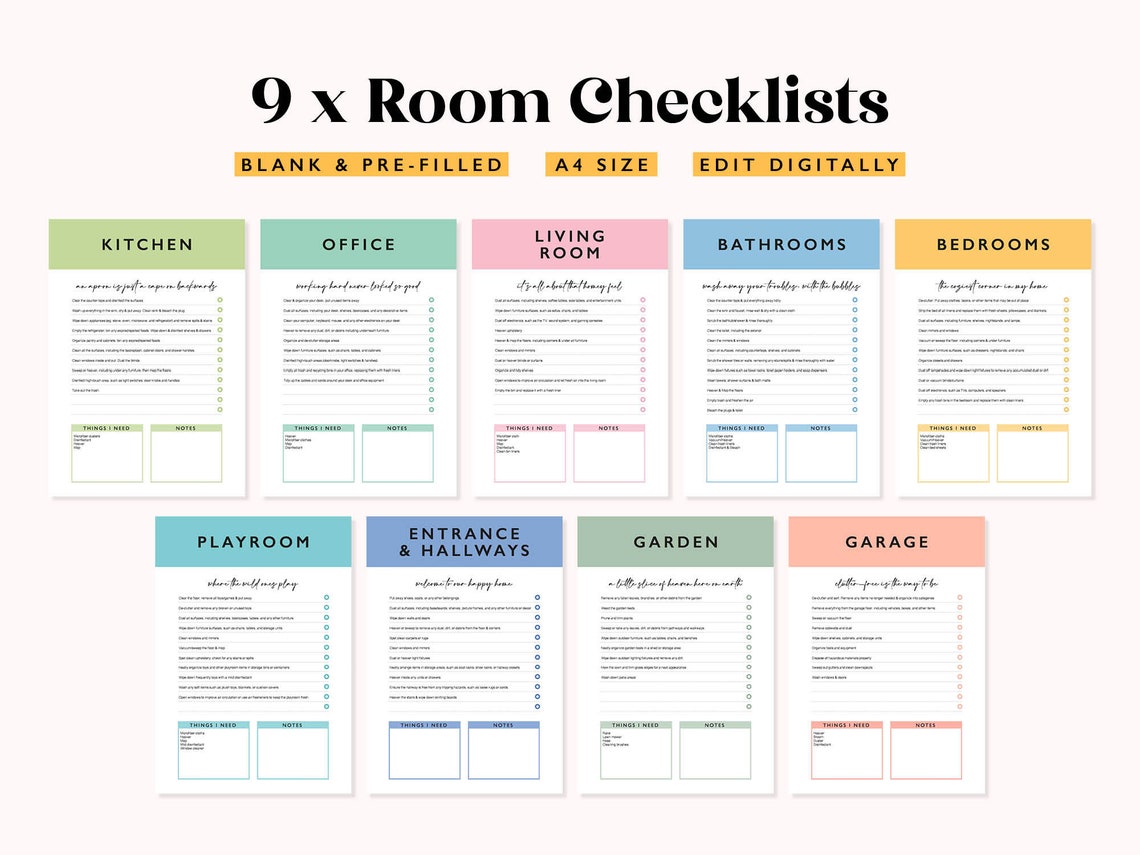 Editable Room Cleaning Checklist: Printable Cleaning Schedule (PDF) - Etsy