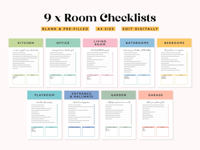 Editable Room Cleaning Checklist: Printable Cleaning Schedule (PDF) - Etsy