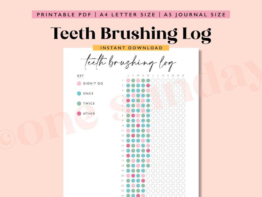 Teeth Brushing Tracker: A5 Printable Journal Page (PDF Download) - Etsy