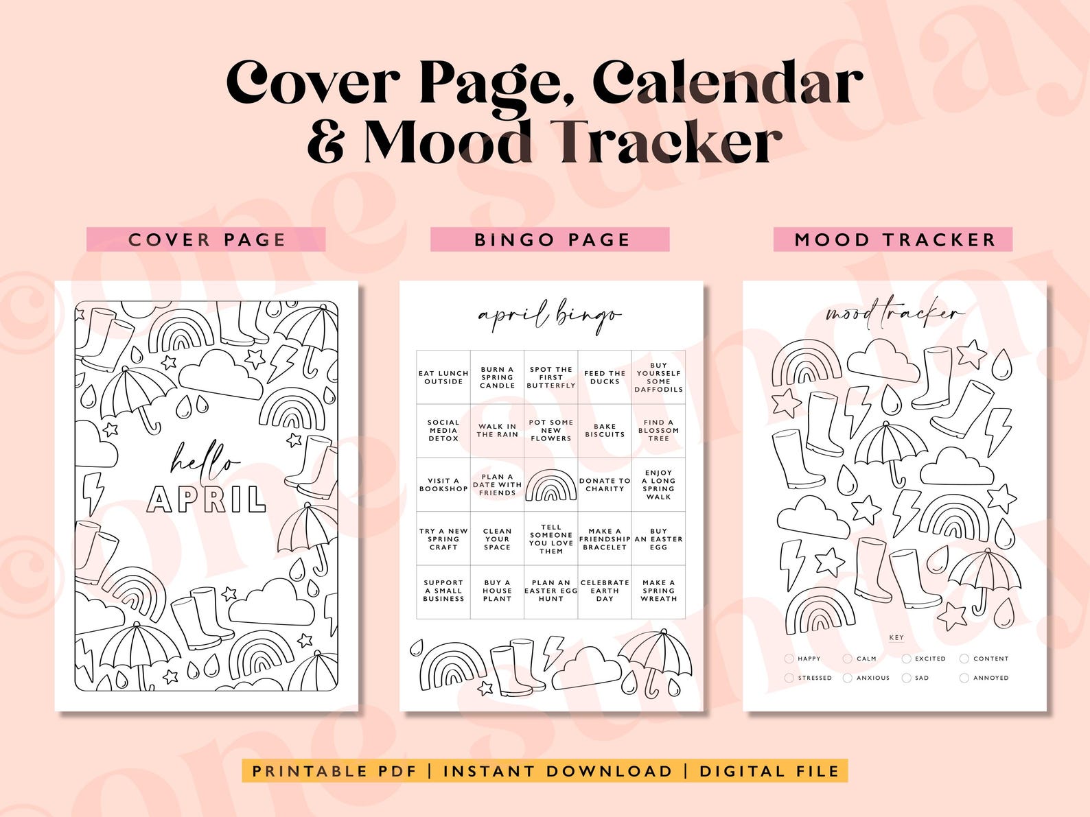 April 2026 Journal Bundle, Mood Tracker, A5 Printable (PDF) - Etsy