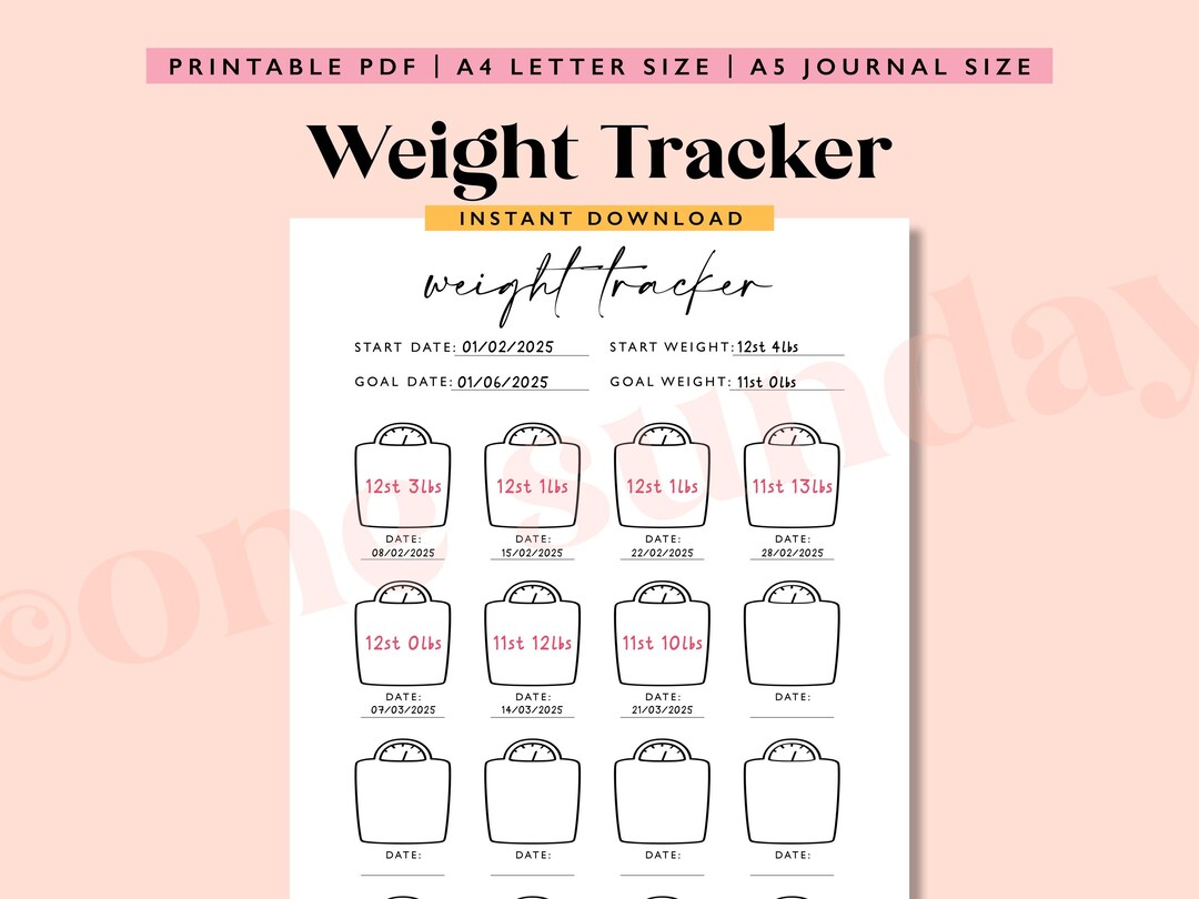 Weight Loss Tracker, Health Tracker, Printable Journal Page, Weight ...