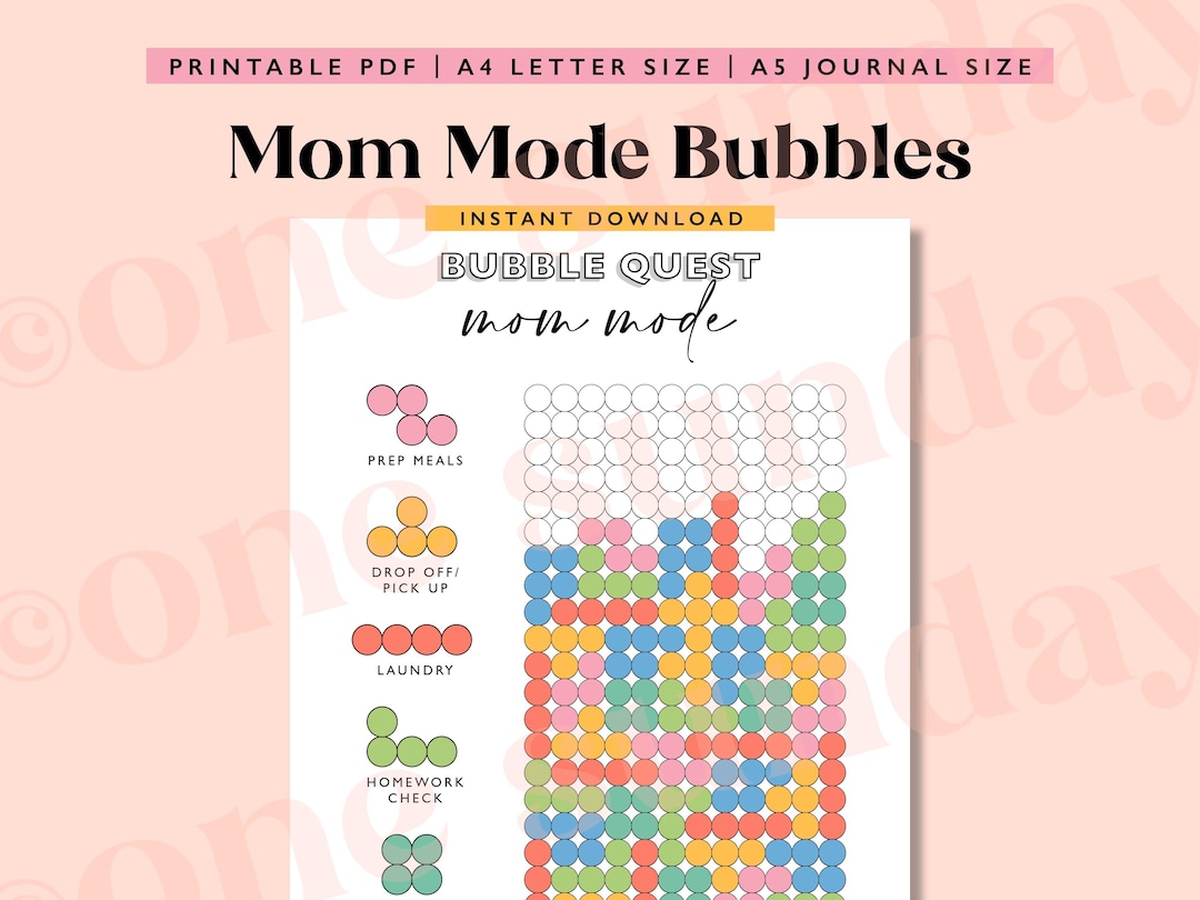 Mom Task Tracker, Printable Journal Page, Fun Habit Tracker, Daily Task ...
