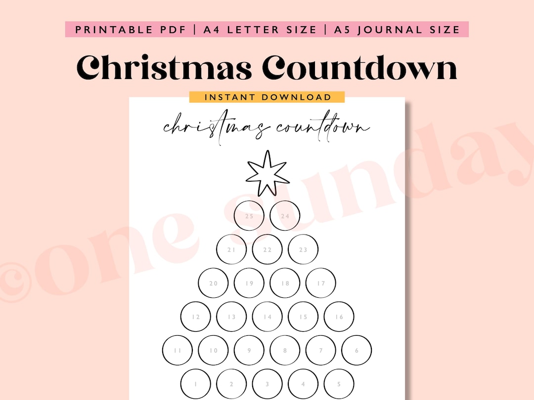 Christmas Countdown Tracker: Printable Journal Page (PDF) - Etsy