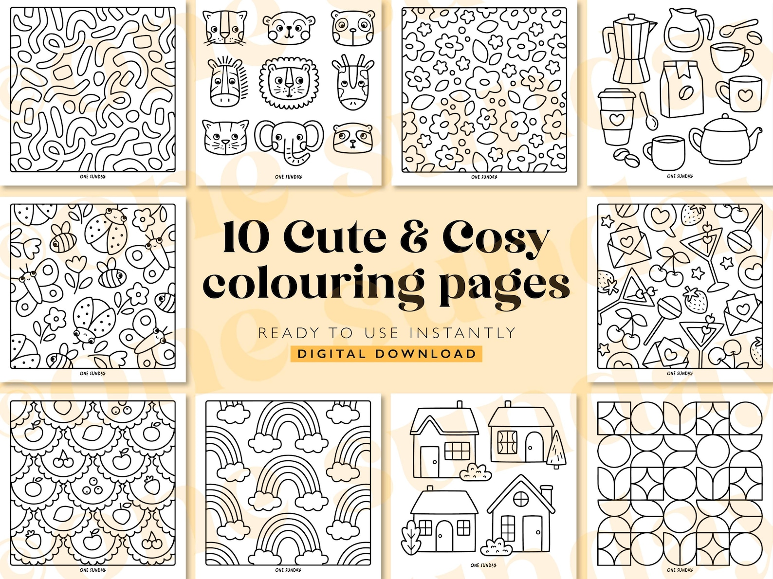Cute and Cosy Colouring Pages, Bold and Easy Colouring, Summer ...