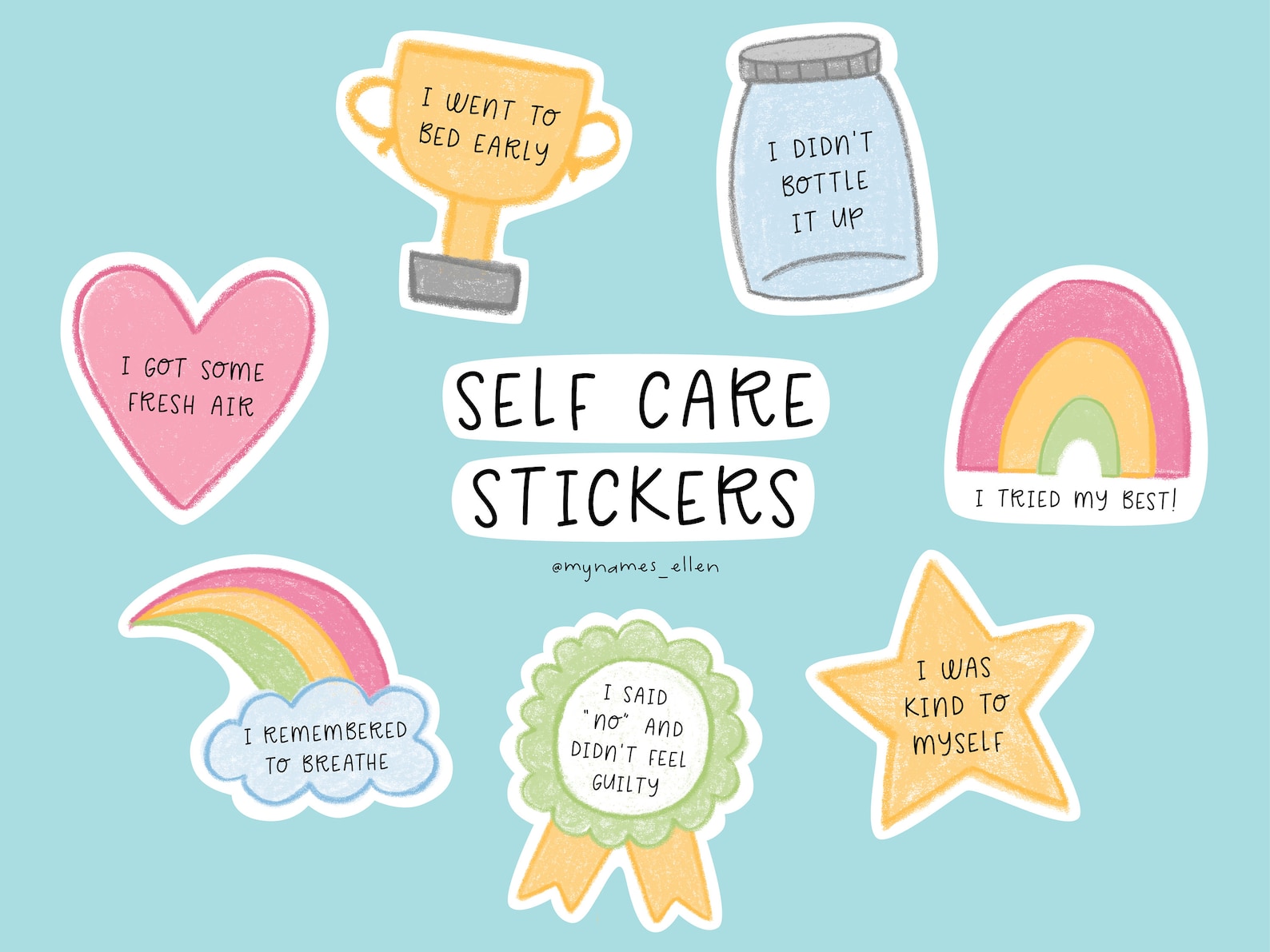 Self Care Stickers Sticker Pack Motivational Quote | Etsy