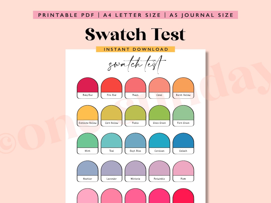 Color Swatch Test Tracker: A5 Journal Printable (PDF) - Etsy
