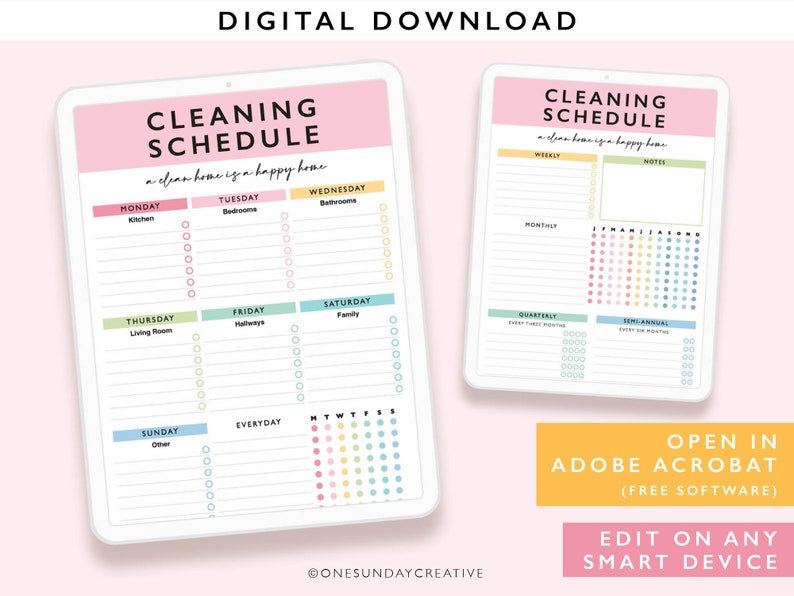 Editable Cleaning Checklist Digital Cleaning Schedule Chore - Etsy
