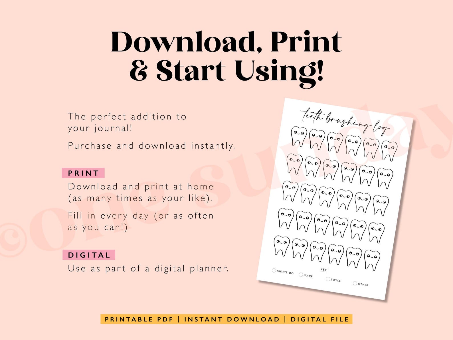 Teeth Brushing Tracker: A5 Printable Journal Page (PDF Download) - Etsy