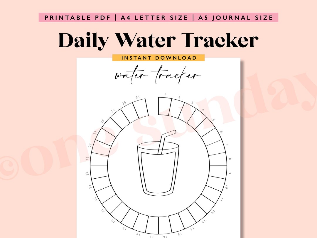 Monthly Water Tracker: A5 Journal Printable (digital Download) - Etsy