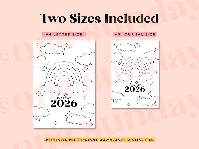 2026 Bullet Journal Cover, 2026 Journal Page, Printable Title Planner ...