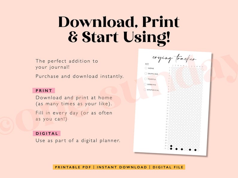 Crying Tracker: Printable A5 Journal Page (digital Download) - Etsy