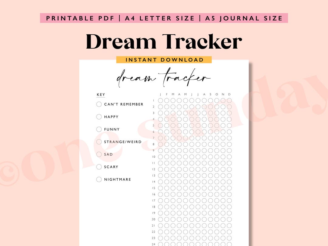 Dream Tracker Journal: A5 Printable, Year in Dots (digital Download) - Etsy