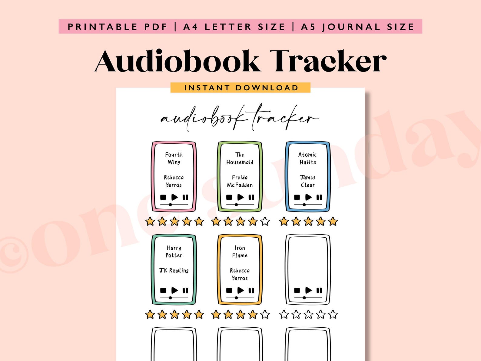 Audiobook Tracker, A5 Journal Page Printable, Reading Tracker ...