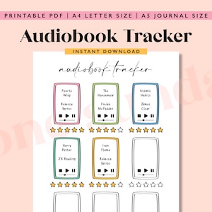 Audiobook Tracker, A5 Journal Page Printable, Reading Tracker ...