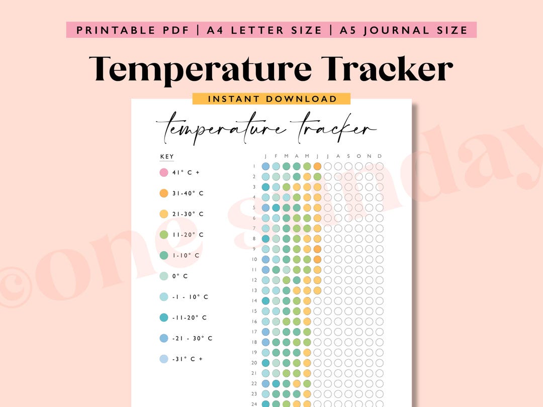 Temperature Tracker, Weather Tracker, Printable Journal Page, Planner ...