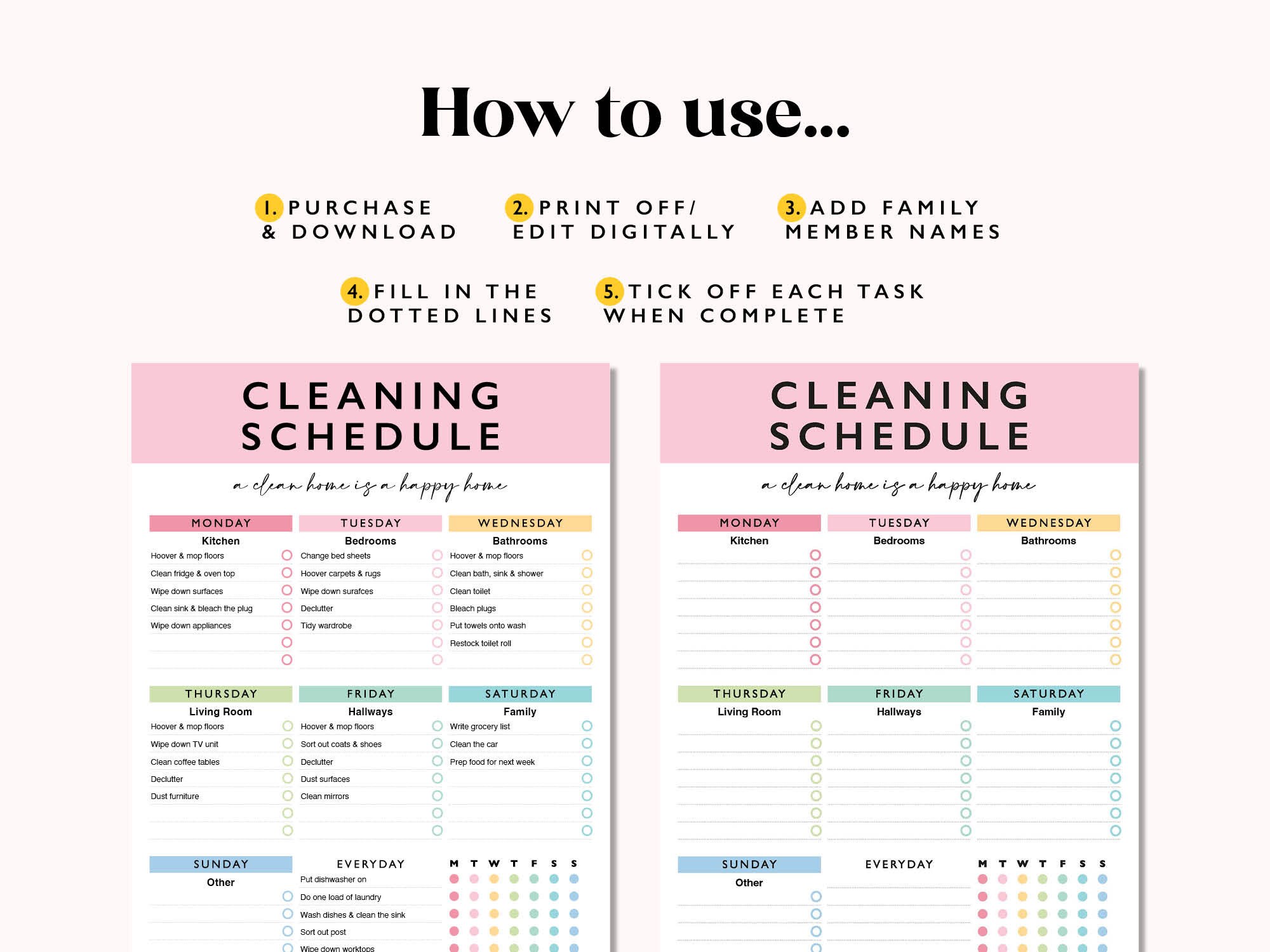 Editable Cleaning Checklist, Digital Cleaning Schedule, Chore List ...