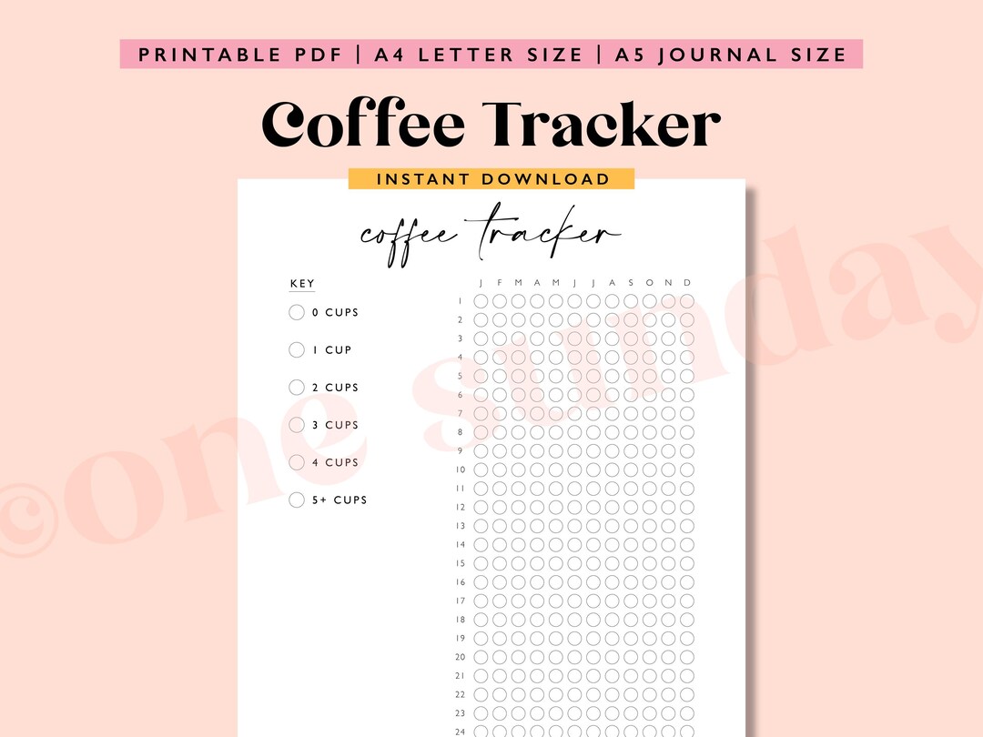 Coffee Tracker Journal: A5 Printable, Yearly Tracker (digital Download ...