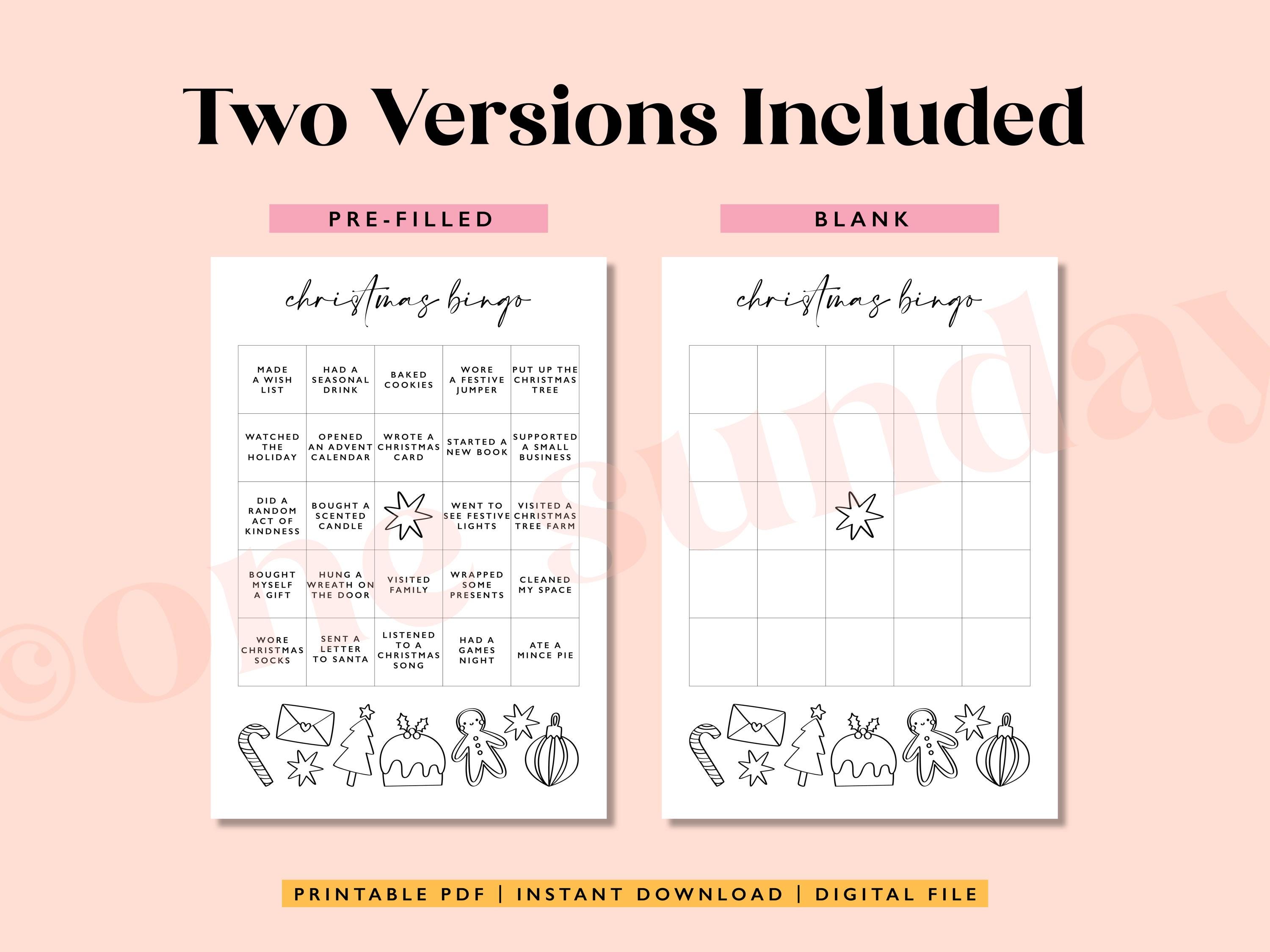 Christmas Bingo Tracker: Printable Journal Page (digital Download) - Etsy