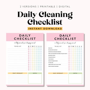 Editable Daily Cleaning Checklist: Printable Chore Chart (digital ...