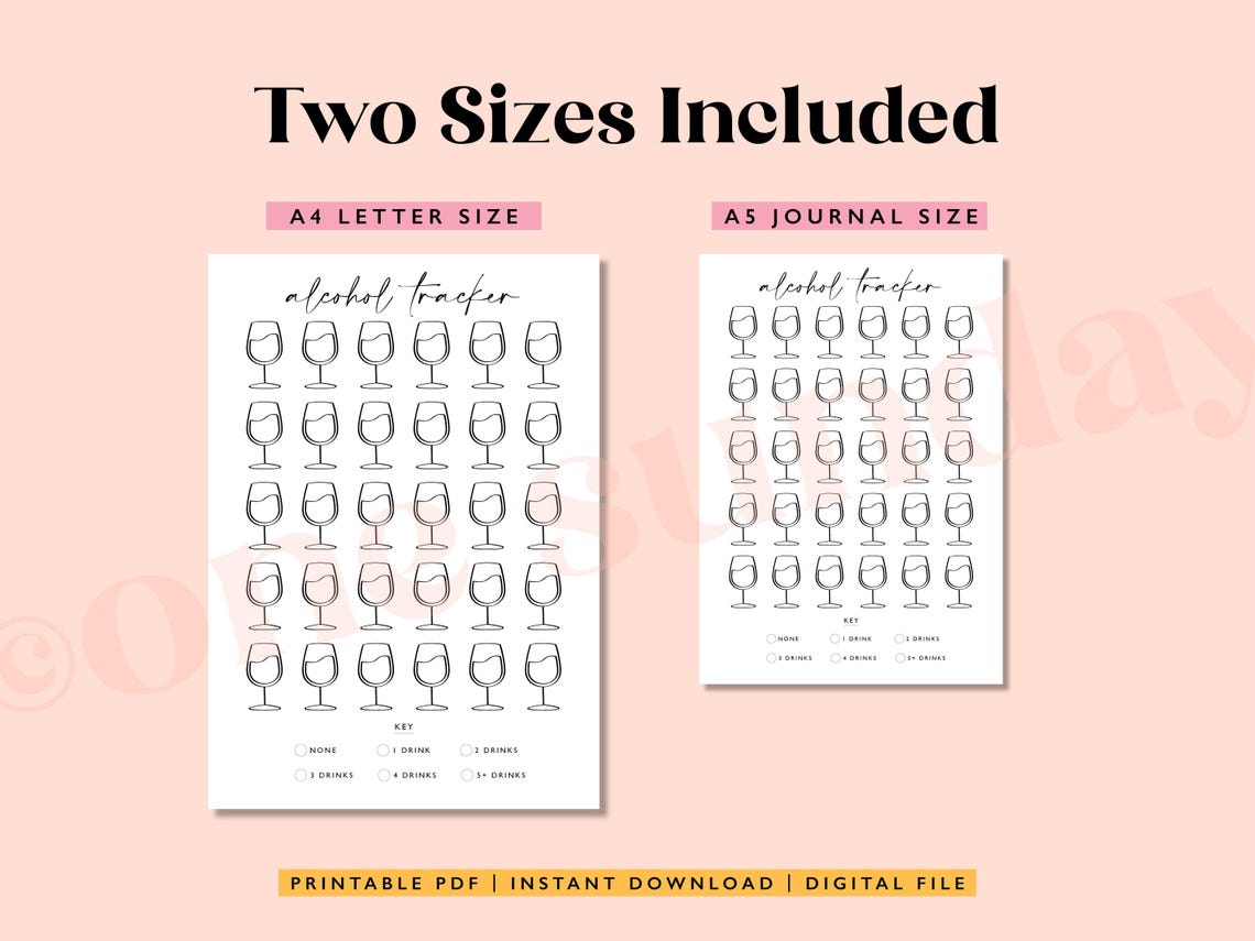 Alcohol Tracker, Printable Journal Page, Planner Page, A5 Journal Page ...