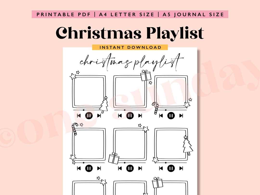 Christmas Playlist Tracker, Christmas Journal Page, A5 Journal Page ...
