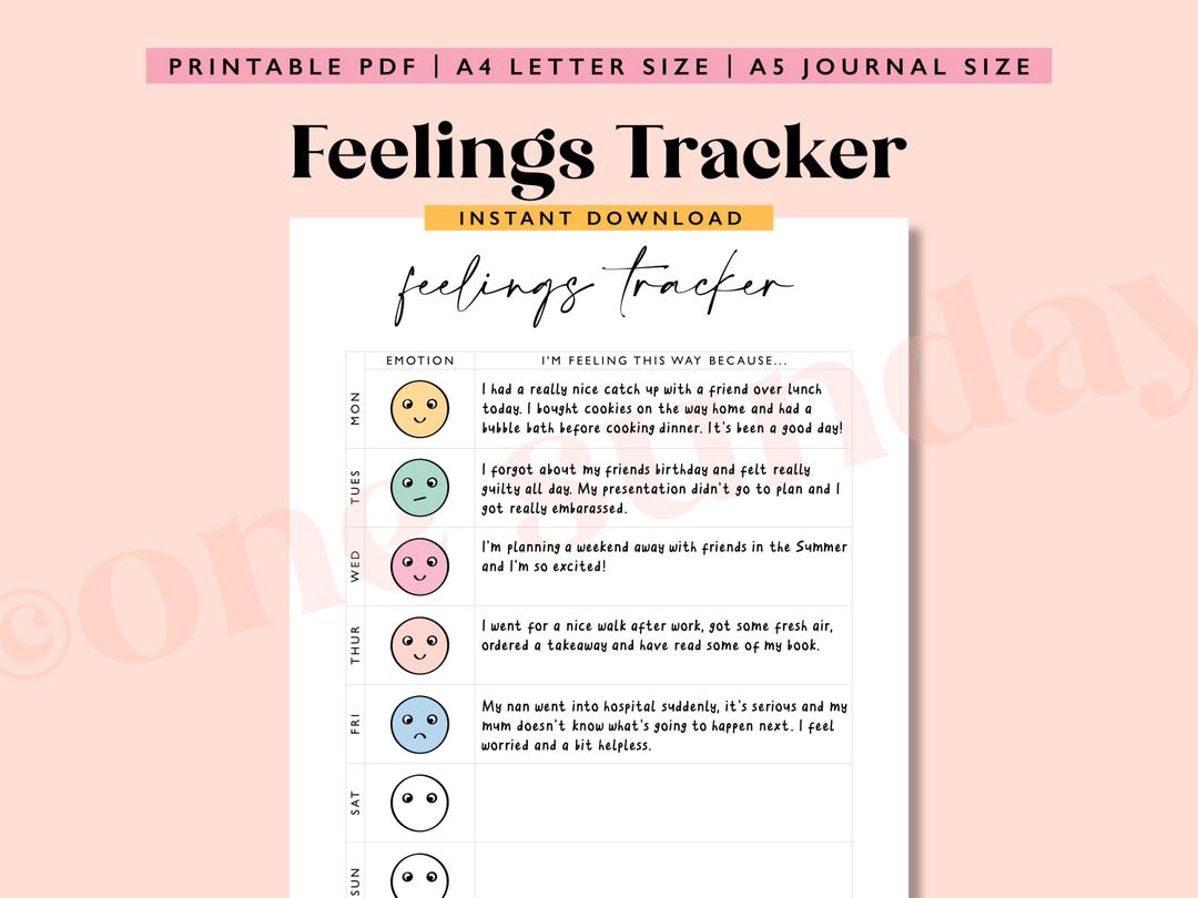 Weekly Feelings Tracker: Printable Journal Page (A4/A5 PDF) - Etsy