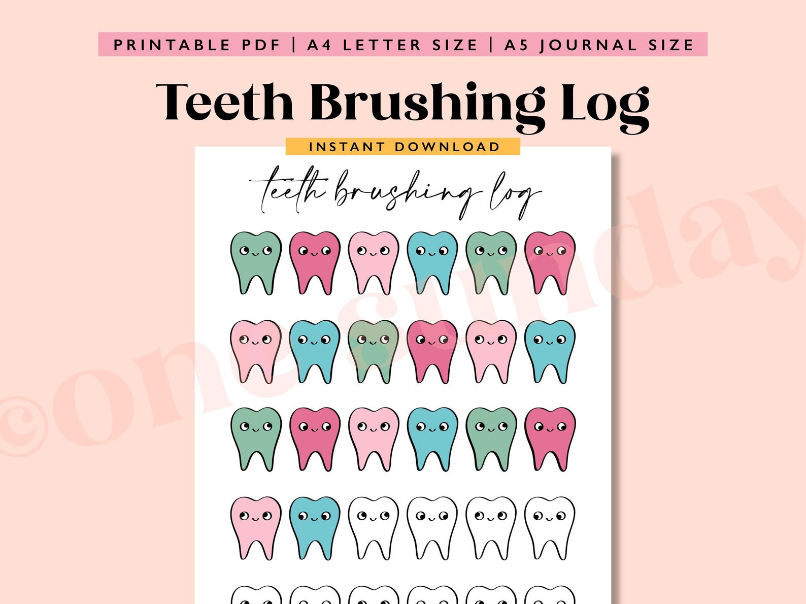 Teeth Brushing Tracker: A5 Printable Journal Page (PDF Download) - Etsy
