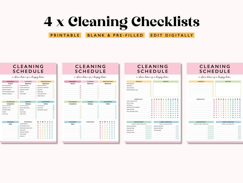 Editable Cleaning Checklist, Digital Cleaning Schedule, Chore List ...