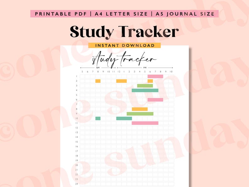 A5 Study Tracker Printable: Homework & School Planner (digital Download ...