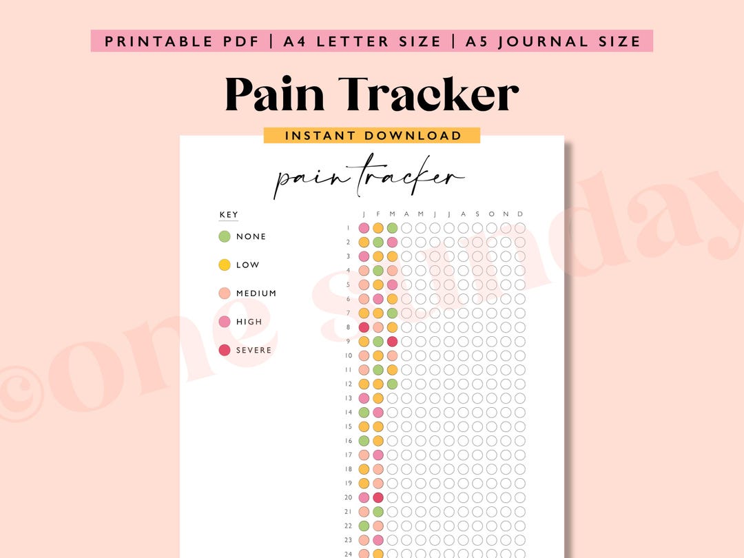 Pain Tracker, A5 Printable Journal Page, Planner Page, Health Tracker ...
