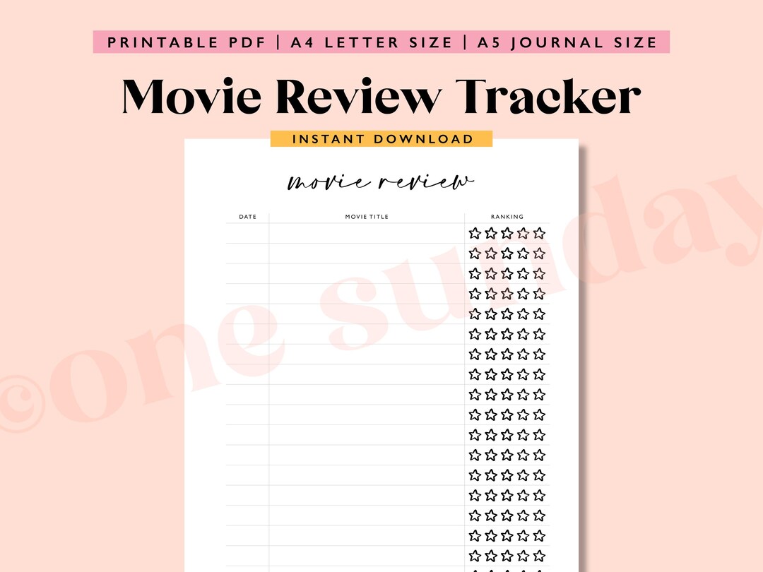 Movie Review Tracker: A5 Journal Printable (digital Download) - Etsy