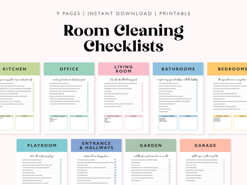 Editable Room Cleaning Checklist: Printable Cleaning Schedule (PDF) - Etsy